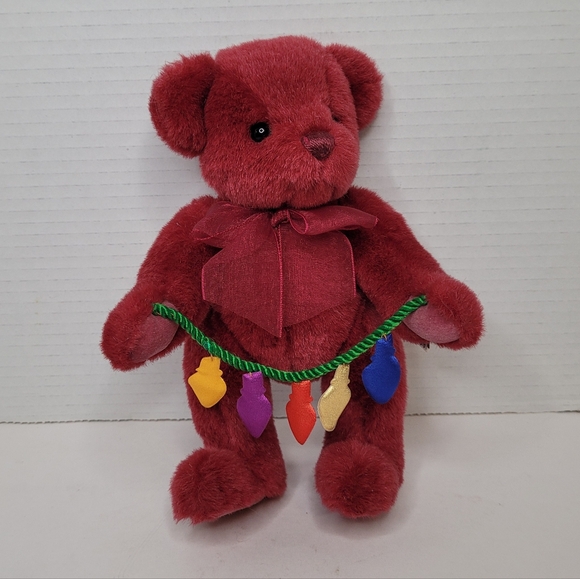 Gund | Holiday | Yulebeary Gund Christmas Bear 8899 Plush Maroon Lights ...
